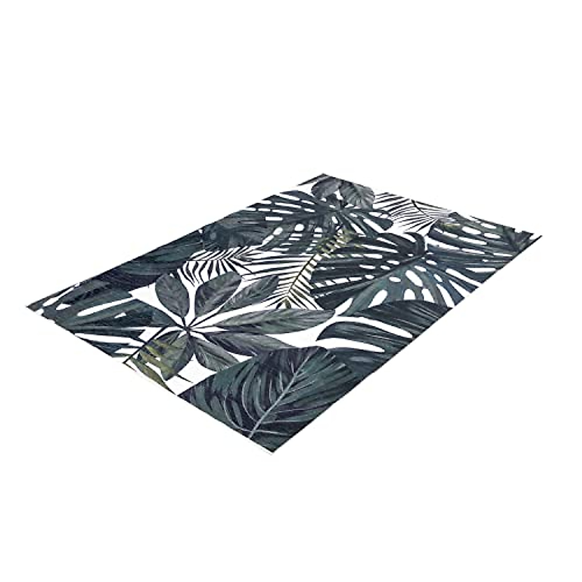 Abani 4' x 6' Rectangular Area Rugs - Machine Washable, Cream Green Leaf Contemporary Style Large Rugs, Polypropylene, Stain Resistant and Non-Shedding