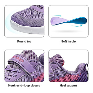 DREAM PAIRS Boys Girls Shoes Kids Tennis EZ-Ons MagicZips Athletic Running Walking Sneakers,Size 2 Little Kid,Purple/Fuchsia,Zoom-K