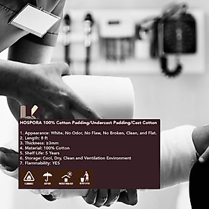 Hopsora Cast Padding 6 Rolls 6" x 8ft 100% Cotton Individual Pack Undercast padding Cast Supplies Wound Care Medical Cotton