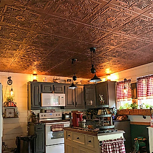 A La Maison Ceilings R14 Victorian Pre-Painted Foam Glue-up Ceiling Tile (21.6 sq. ft./Case), Pack of 8, White Washed Copper