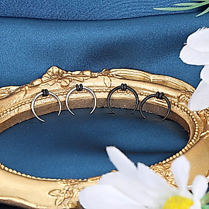 Longbeauty 14G 16G Pincher Septum Rings C Shape Buffalo Stainless Steel Horseshoes Nose Ring Taper Kit Septum Piercing Jewelry with O-Rings for Women Men