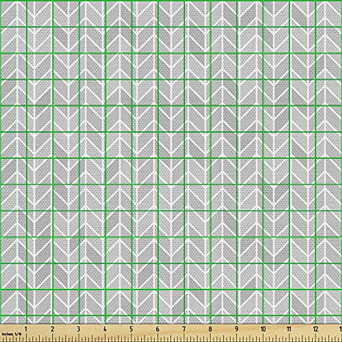 Lunarable Herringbone Fabric by The Yard, Repetitive Greyscale Toned Geometric Pattern Simple Polygonal Design Print, Decorative Fabric for Upholstery and Home Accents, 1 Yard, Grey White