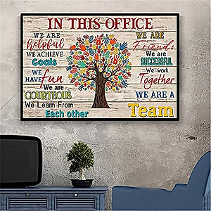 Inspirational Wall Art For Office Motivational Poster Wall Decor Signs Quotes In This Office We Are A Team Canvas Poster for Office Decor for Women Inspirational Wall Decor 24x16 Inch UNFRAMED