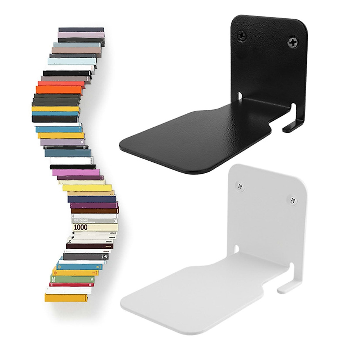 YESBAY 1 Set Stylish Floating Bookshelf Set Wall Mounted Book Shelf Organizer Space-Saving Simple Installation Invisible Wall Mounted Shelves Heavy-Duty Bookshelf for Books White