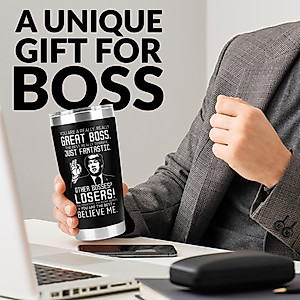 Tinasona Black Best Boss Gifts for Men Women You’re A Great Bosses Tumbler 20 Oz Cup Birthday Christmas Gifts for Boss Day Funny Coffee Mug Cup