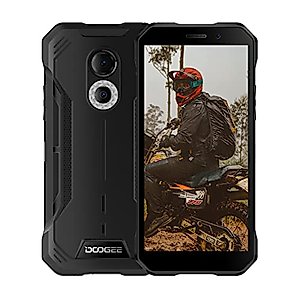 DOOGEE S51 Rugged Smartphone Unlocked, Android 12 4GB+64GB Waterproof Cell Phone, 12MP + 8MP AI Camera, 6.0" HD+ Screen 5180mAh Battery Dual SIM 4G Global Unlocked Rugged Phone NFC GPS OTG FM, Black