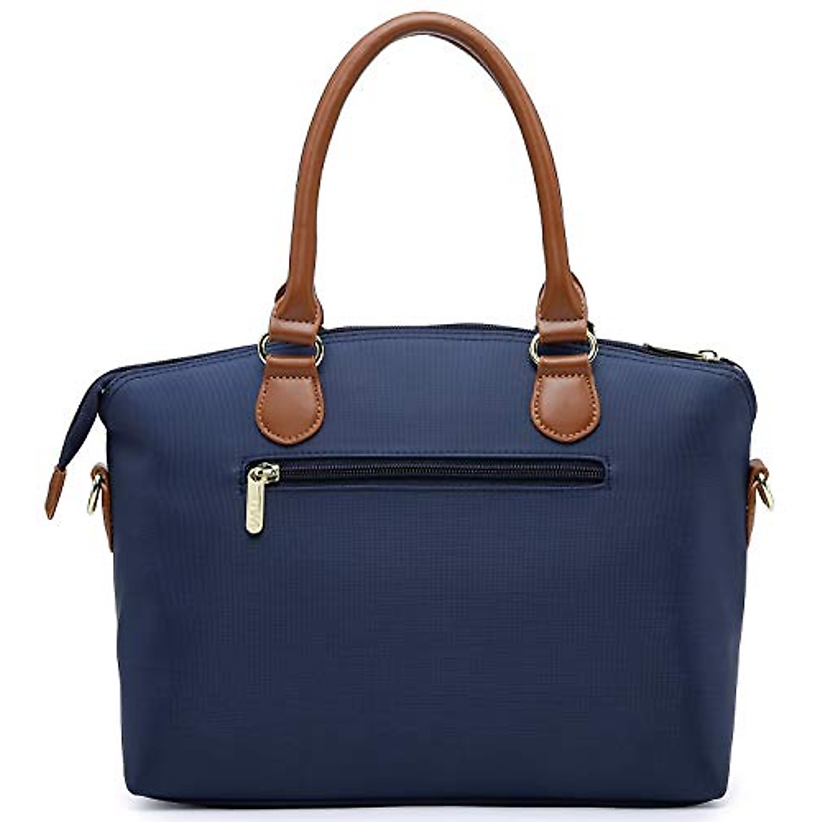 NNEE Water Resistance Nylon Top Handle Satchel Handbag with Multiple Pocket Design - Navy