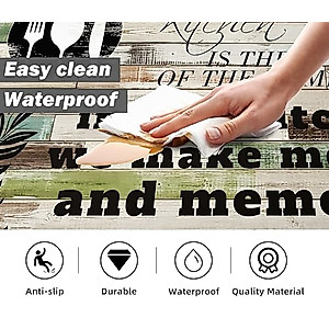 weesire Kitchen Mats for Floor Anti Fatigue Mats for Kitchen Floor Kitchen Rugs Farmhouse Style Memory Foam Kitchen Mat Cushioned PVC Leather Kitchen Rug Set, 17.3x28+17.3x47 inchs