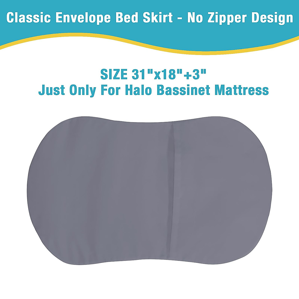 Bamuho Halo Waterproof Bassinet Mattress Protector, 2 Pack Bassinet Mattress Pad Cover Compatible with Halo Bassinest Swivel Sleeper 3.0, Envelope Closure Style - Grey 31"x18"