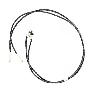 M&F Western Braided Stampede String with Silver Slide and Tips, Attaches with Cotter Pins, Black, 24" Length