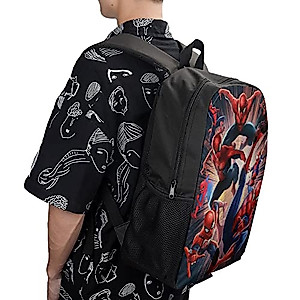 Vonpcaty Cartoon Backpack Set With Black Lunch Box for Boys Girls, Lightweight Laptop Travel Bag Waterproof Bookbag, 17 Inch