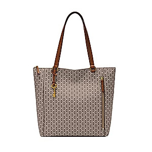 Fossil Women's Tara Faux Leather Shopper Tote Purse Handbag, Taupe/Tan (Model: ZB1781939)