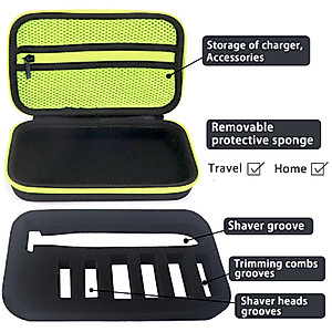 INVODA Hard Case Applicable to Microtouch SOLO Body Trimmer Men Hybrid Electric Shaver Case EVA Waterproof Travel Protective Box One Blade Shaver Carrying Case (Green)