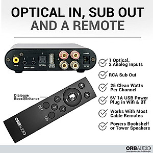Orb Audio: 'Voice Pro' Stereo Soundbar and Dialogue-Clarifying TV Speakers. Crisp Lifelike TV Audio with Voice Boost On Demand, True Stereo Separation, Theater Sound and Remote Control