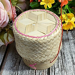 Sticky Rice Basket Kratip Small Handmade Natural White Orchid Bamboo Basket Steamer Kitchen in Thailand Laos Keep Warm for Restaurant by Heavens Tvcz