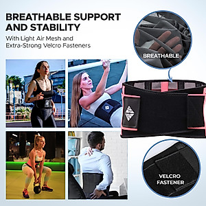 Back Brace for Lower Back Pain Women, Thin Lumbar Back Support Belt, Herniated Disc & Lower Back Pain Relief, Adjustable Back Brace For Women, for Heavy Lifting, Exercise, Workout Back Brace Pink L