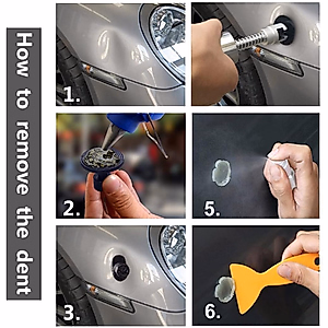 GLISTON Car Dent Remover Tool, Paintless Dent Repair Kit, Pro Slide Hammer Tools with 16pcs Thickened Black Tabs for DIY Automobile Body Dent Removal