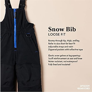 Amazon Essentials Boys' Water-Resistant Snow Bib, Navy, Large