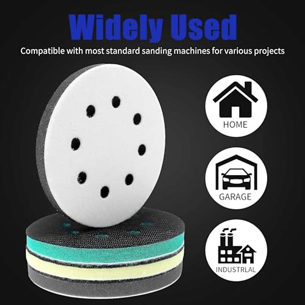 4 Pack Upgraded Foam Sanding Pads for Orbital Sander, 5 Inch 8 Holes Orbital Sander Surfprep Foam Pad, Hook and Loop Soft Density Interface Pads with Soft & Hard Cushion Sponge Buffer by Elechiakan