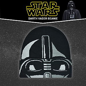 Star Wars Darth Vader Roll Down Cuff Beanie Hat, Black, One Size