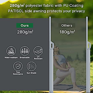 PATISOL 236"x71" Retractable Side Awning Full Aluminum Patio Outdoor Privacy Divider, Water & UV Resistant, Folding Sun Shade Privacy Wind Screen for Garden, Pools, Backyard, Balcony (Dark Grey)