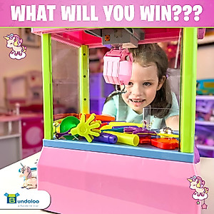 Bundaloo Claw Machine Arcade Game with Sound, Unicorn Themed Mini Candy Grabber Prize Dispenser Vending Toy for Kids, Boys & Girls