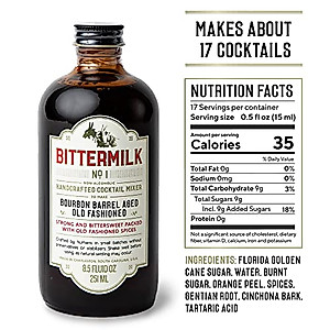 Bittermilk No.1 Bourbon Barrel Aged Old Fashioned Mix - All Natural Handcrafted Cocktail Mixer - Old Fashioned Syrup - More Complex than Bitters & Simple Syrup
