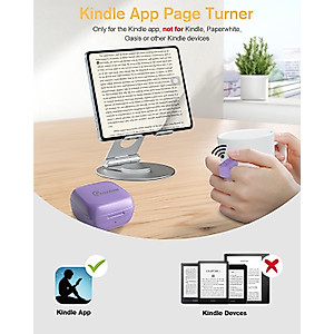 Remote Control for TikTok, Page Turner for Kindle App, Bluetooth Camera Video Recording Remote, Scrolling Ring for TIK Tok, iPhone, iPad, iOS, Android - Purple
