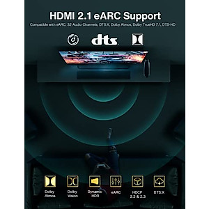 IVANKY 8K HDMI 2.1 Cable 3.3FT/1M, 48Gbps High Speed HDMI 2.1 Cable, 4K@120Hz 8K@60Hz 144Hz HDMI Cable, 7680P, DTS:X, eARC, HDR, HDCP 2.2 & 2.3, for Fire TV/Roku TV/PS4 5/Xbox Series X