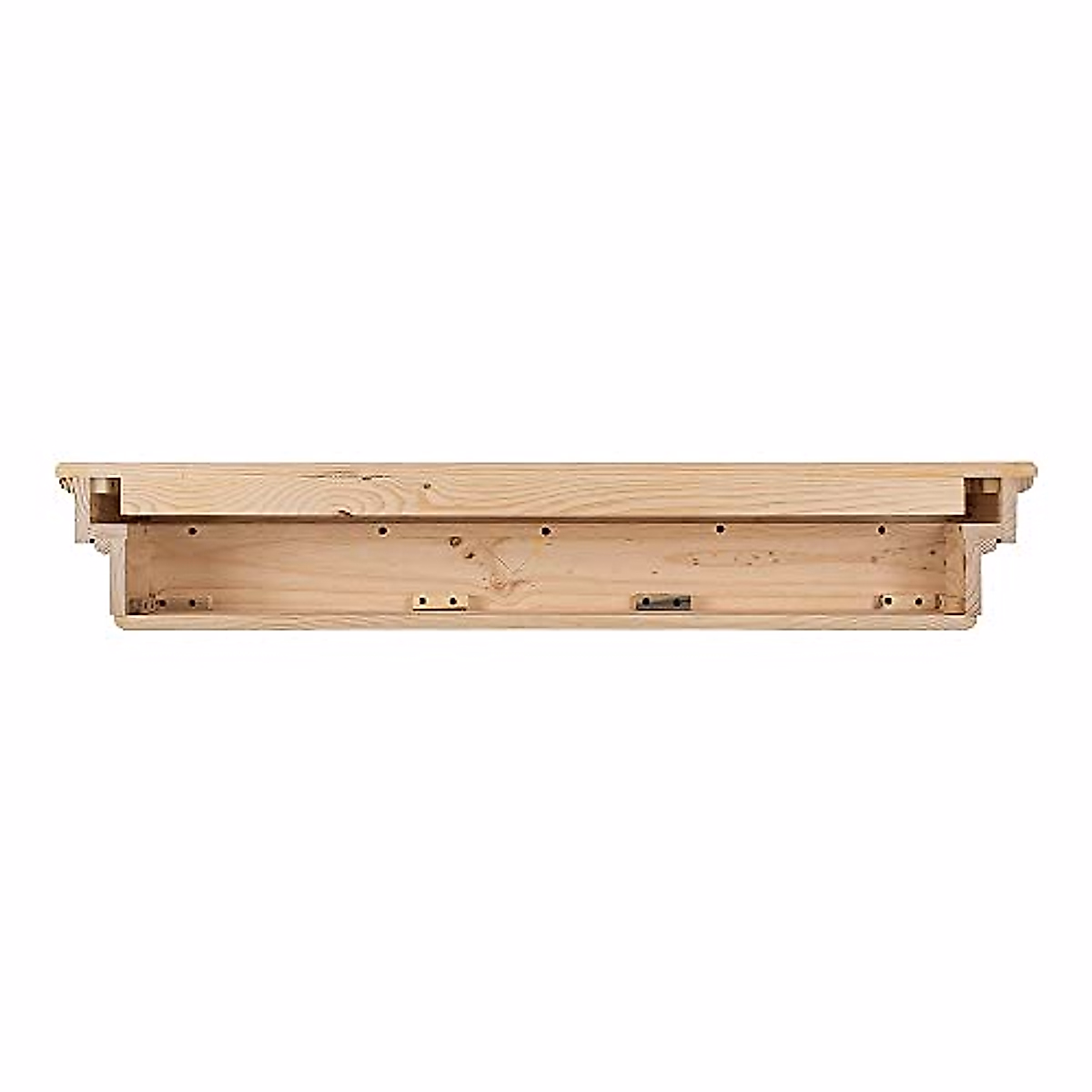 72 Inch Floating Fireplace Mantel Wood Shelf In Unfinished - Salem From Mantels Direct | Corbel Bracket Arches Included | Wooden Rustic Wall Shelf Perfect for Electric Fireplaces and Décor