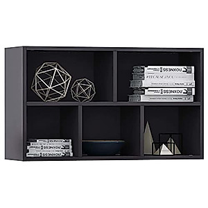 WIFESE Bookshelf Book Cabinet 19.7"x9.8"x31.5" Cubby Storage Organizer Record Player Stand Bookcase with Doors Bookshelf with Cabinet Storage Shelf for Living Room Small Cabinet Gray