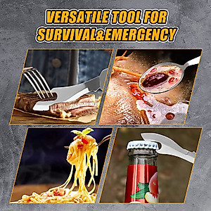 UMEINAC TECH Camping Utensils, 4 in 1 Travel Utensil Set Camping Fork Spoon Knife Set Camp Backpacking Utensils Folding Cutlery Set for Camping Hiking