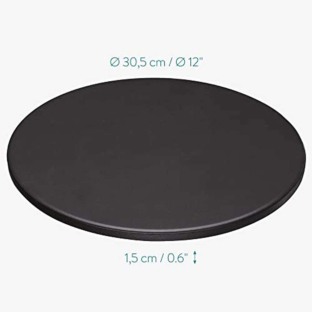 Navaris Round Pizza Stone for Baking - Glazed Cordierite Stone Plate for BBQ Grill Oven - Cook Serve Bread Cheese - Incl. Recipe Book - 12" Diameter