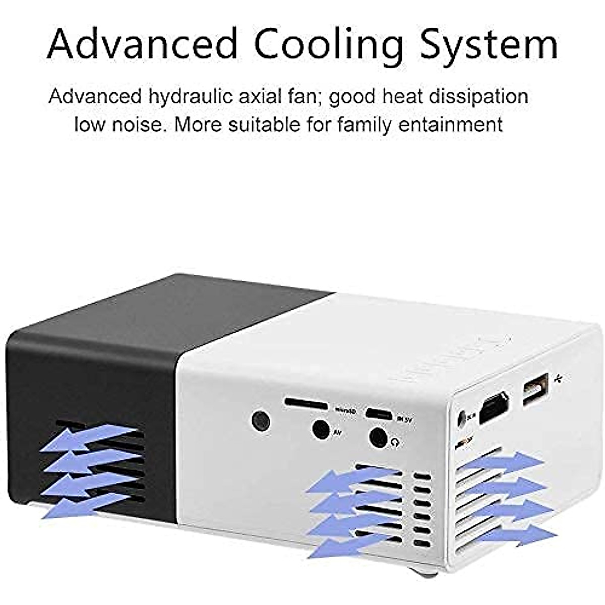 Mini Projector, Mini Stylish Home Theater Portable LED Projector HD HDMI Projector, Mini LED Projectorfor Outdoor&Indoor,US Plug,Black White