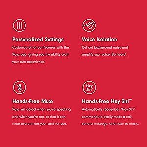 RAYZ Pioneer Original Active Noise Cancelling Earbuds Wired with Mic, Auto-Pause, Hands-Free Hey Siri, Lightning Cable Earphones Compatible with iPhone, iPad and iPod. MFI Certified (Ice White)