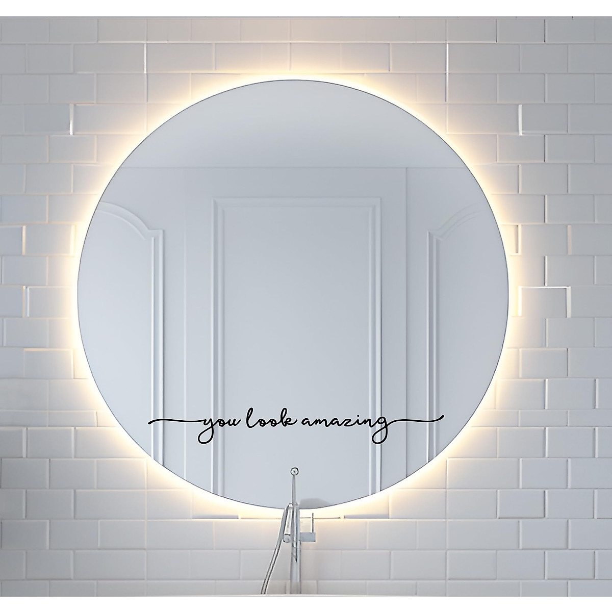 You Look Amazing Mirror Decal - 18 x 2.5 Inch Mirror Vinyl,Bathroom Decor,Slogan Wall Sticker,Beauty Salon Decor,Hair Salon Sticker,Inspirational Quotes Mirror Decal (Without Mirror)