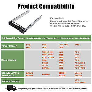 2.5" SAS SATA Hard Drive Tray Caddy Compatible with Dell G176J PowerEdge R610 T610 R620 R710 T710 R720 R815 R820