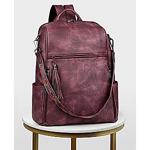 FADEON Laptop Backpack Purse for Women Large Designer PU Leather Laptop Bag, Ladies Computer Shoulder Bags