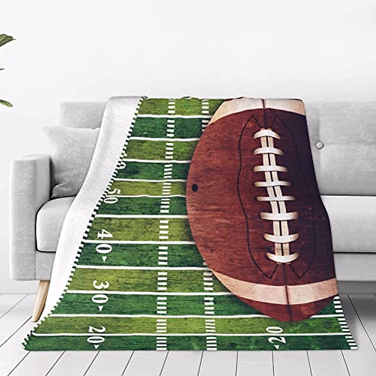 Football Sofa Throw Blanket Flannel Super Soft Warm Fleece Bedspread Home Decor All Season for Bed Couch Living Room Large 60"x50" in