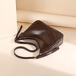 Women's Vegan Leather Hobo Crossbody Shoulder Bag Handbag Purse (Brown)