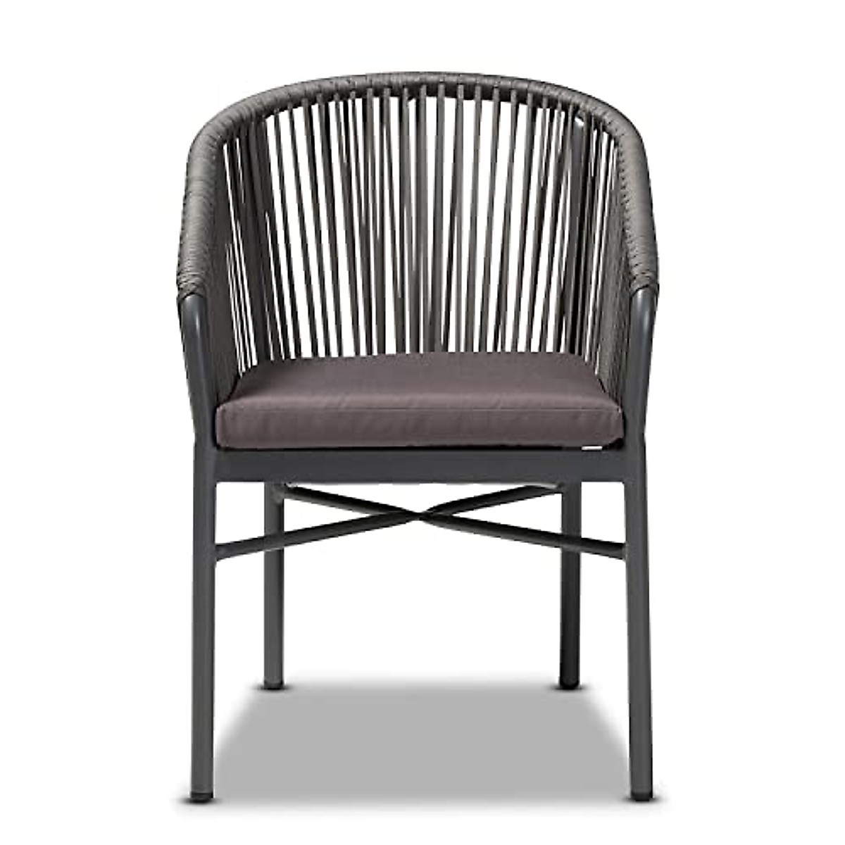 Baxton Studio Marcus Modern and Contemporary Grey Finished Rope and Metal Outdoor Dining Chair