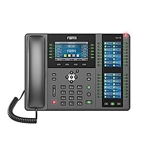Fanvil X210 Enterprise VoIP Phone, 4.3-Inch Color Display, Two 3.5-Inch Side Color Displays for DSS Keys. 20 SIP Lines, Dual-port Gigabit Ethernet, Power Adapter Not Included