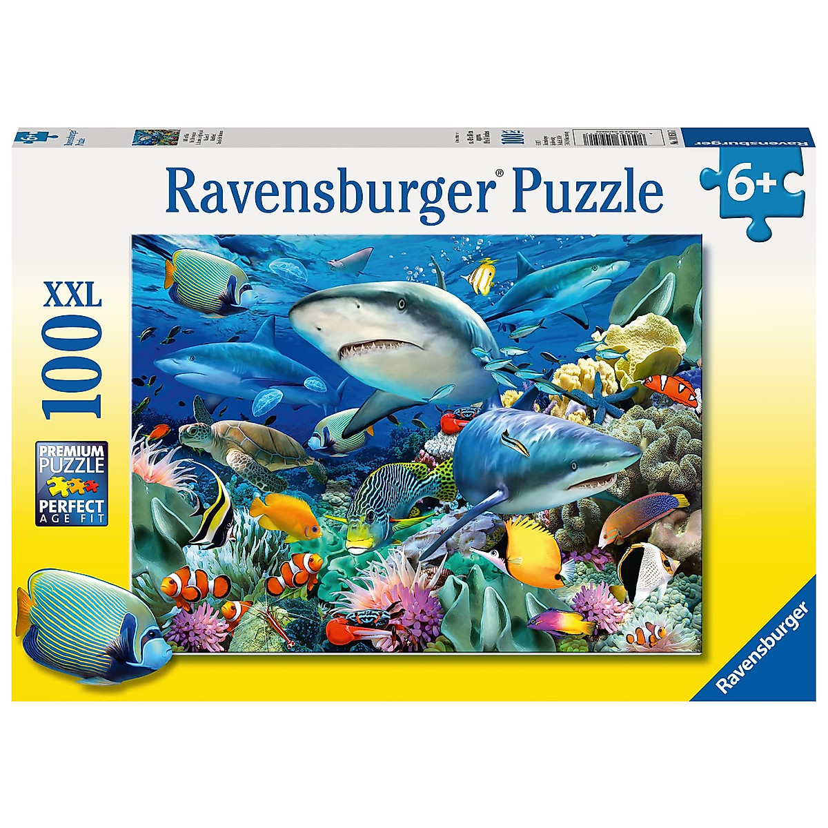 Ravensburger Shark Reef 100 Piece XXL Jigsaw Puzzle for Kids | Engaging Aquatic Themed Puzzle | Durable, Long Lasting Materials | Educational and Fun | Ideal for Ages 6-8