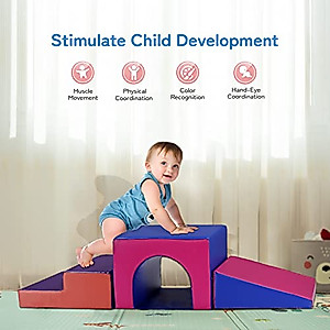 JOYMOR Indoor Soft Foam Climber Play Sets, Beginner Toddler Climber with Slide, Stairs and Ramp, Indoor Climbing Toys for Toddlers, Kids and Children