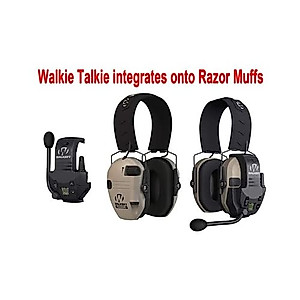 Walker's Razor Digital Ear Muffs (Raid Kryptek) Bundle with Walkie-Talkie and Sport Shooting Glasses (4 Items)