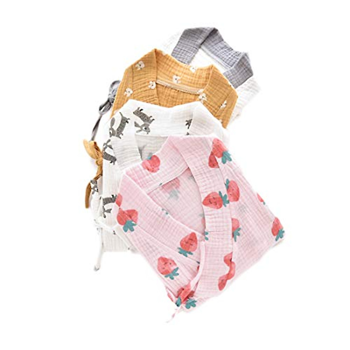 PAUBOLI Baby Kimono Robe Newborn Cotton Yarn Bodysuit Romper Infant Japanese Pajamas 0-24 Months (6-12 Months, Cat)