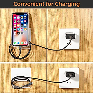 Kamehame 2 Pack Wall Mount Phone Holder Adhesive Cell Phone Charging Stand Smartphone Storage Organizer Bracket for Home Office Compatible with All Phone, Silky White & Clear