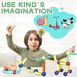 Boys Girls Toys Age 4-5,Little Boy Girl Toys Magnetic Blocks Sticks Tiles Construction Building, Learning Education Stem Preschool Toddler Kids Toys for 3+ Year Old, Montessori Toys for Toddlers Gifts