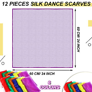 24 Pcs Rainbow Streamers Juggling Scarves Ribbon Scarves for Kids Rhythm Streamers Dance Scarves Gymnastics Accessories Magic Props Rainbow Dancing Party Favors for Kids Adults Party Dancer Play