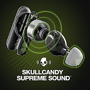 Skullcandy Smokin Bud In-Ear Wireless Earbuds, 20 Hr Battery, 50% Renewable Plastics, Microphone, Works with iPhone Android and Bluetooth Devices - Black